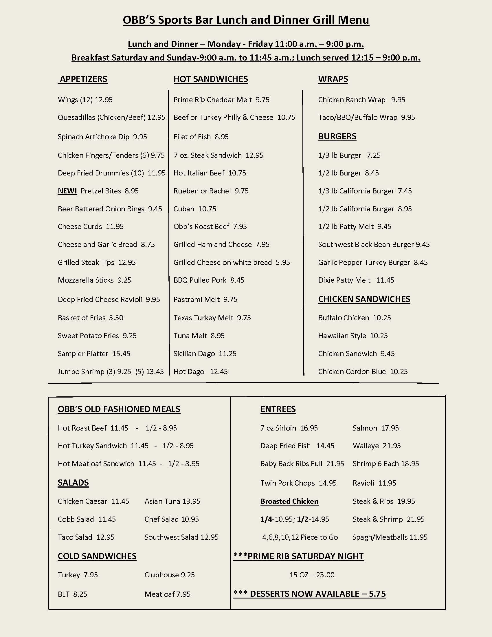 Obb's Sports Bar & Grill :: Home